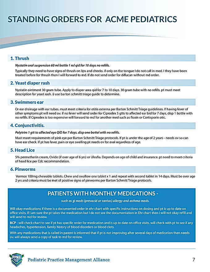 Sample Policies For Pediatric Practices