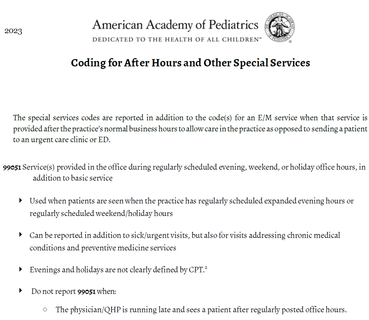 Saturday & Holiday Coding (99051)