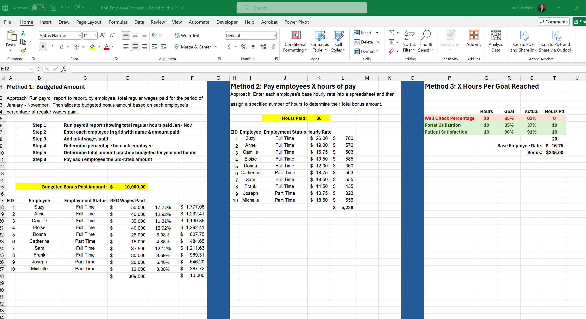 Non-Provider Bonus Calculation Worksheet
